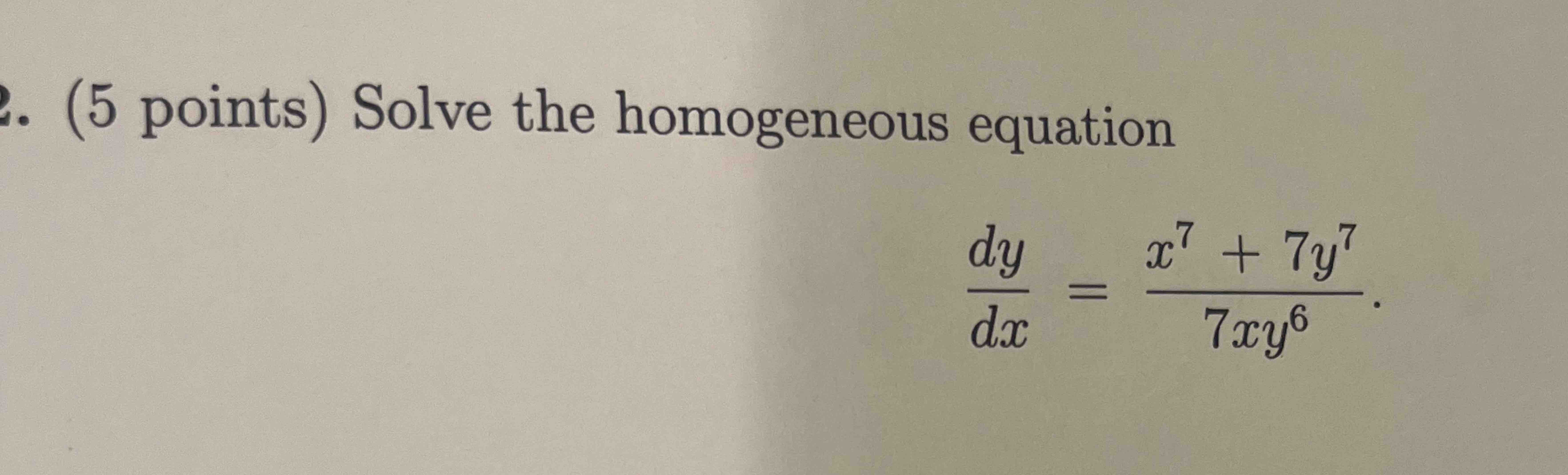Solved (5 ﻿points) ﻿Solve the homogeneous | Chegg.com