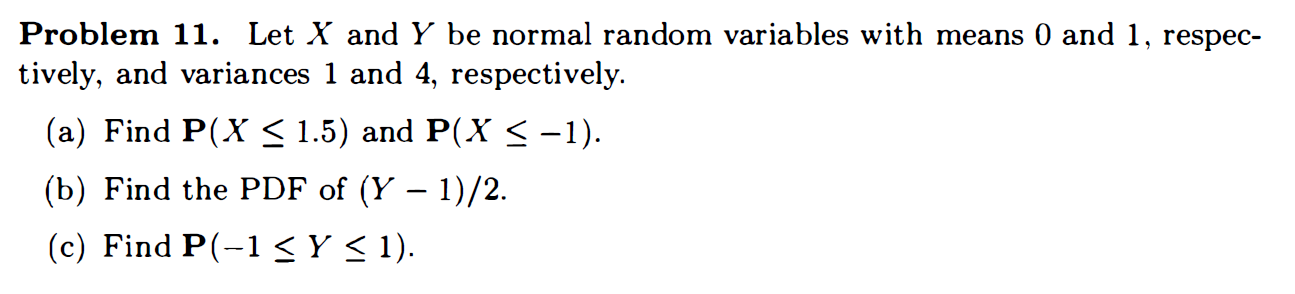 Solved Problem 11. Let X and Y be normal random variables | Chegg.com