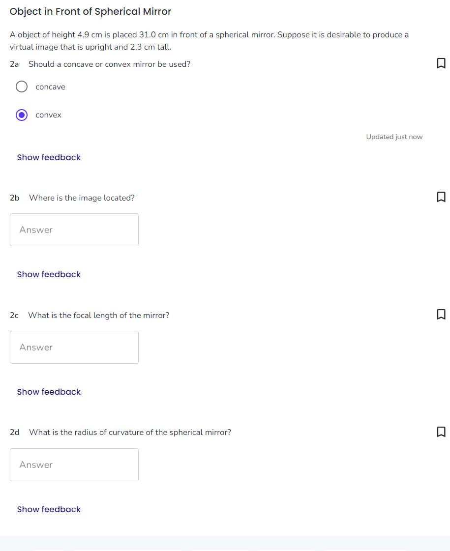 Solved Object in Front of Spherical Mirror A object of | Chegg.com