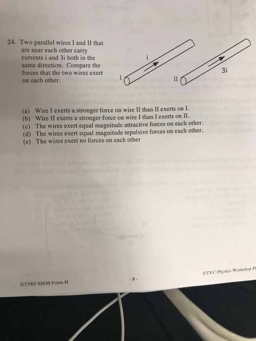 Solved Two parallel wires 1 and II that arc near each other | Chegg.com