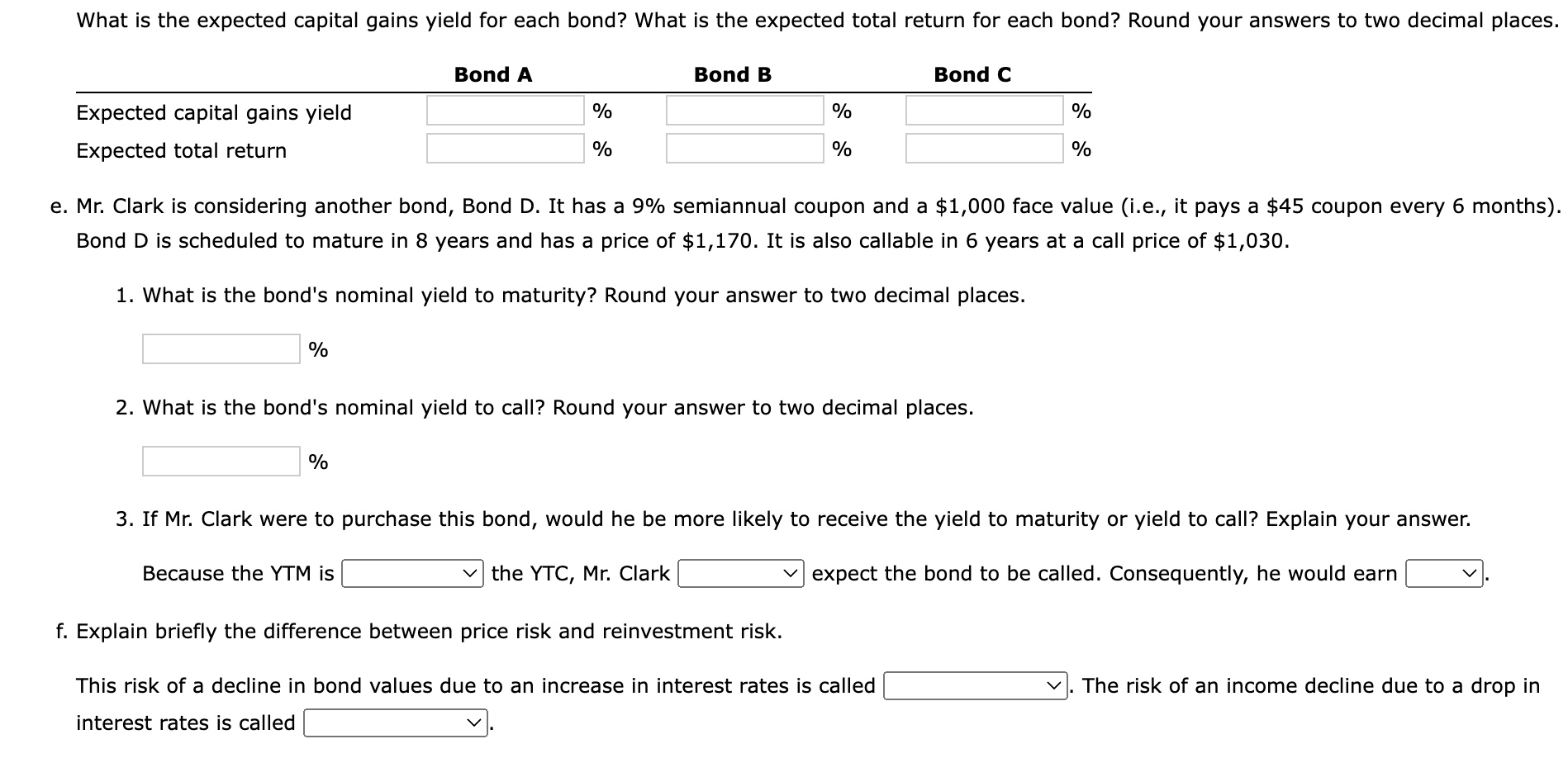 Solved 1. What is the expected current yield for each bond | Chegg.com