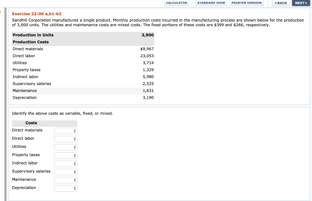 Solved CALCULATOR STANDARD VIEW PRINTER VERSION BACK NEXT | Chegg.com