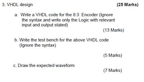 Solved 3. VHDL design (25 Marks) a. Write a VHDL code for | Chegg.com