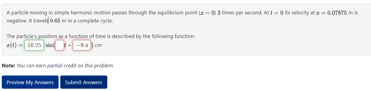 Solved A particle moving in simple harmonic motion passes | Chegg.com