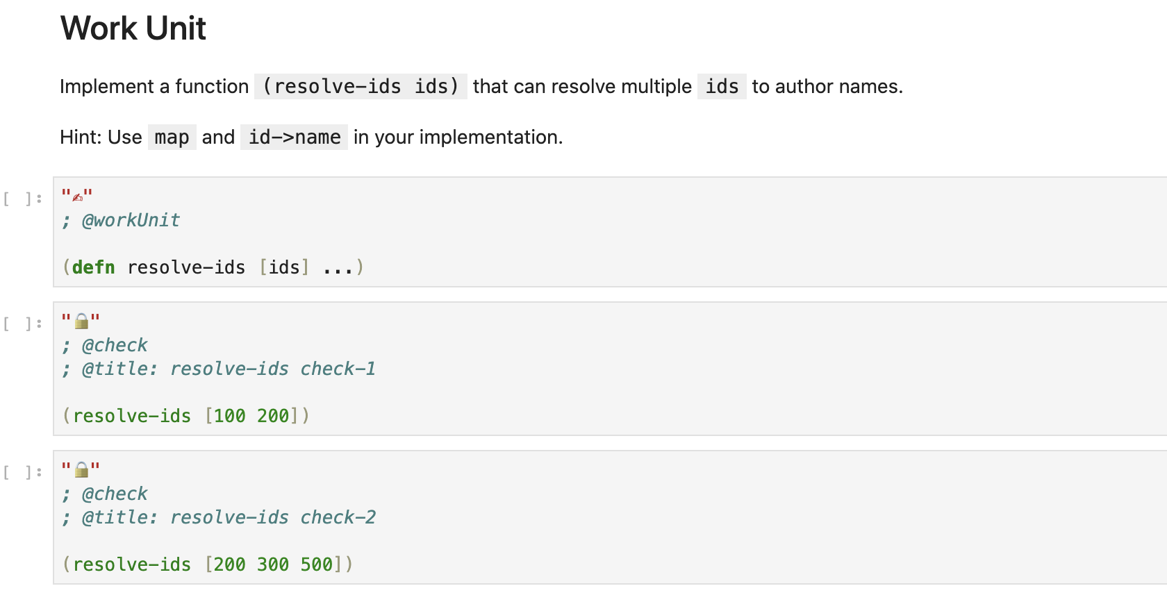 Solved Work Unit Implement a function (resolve-ids ids) that | Chegg.com