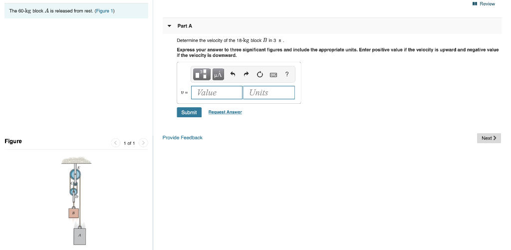 Solved - Revion H Review The 60-kg block A is released from | Chegg.com