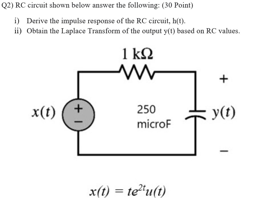 Solved Q2) RC circuit shown below answer the following: (30 | Chegg.com