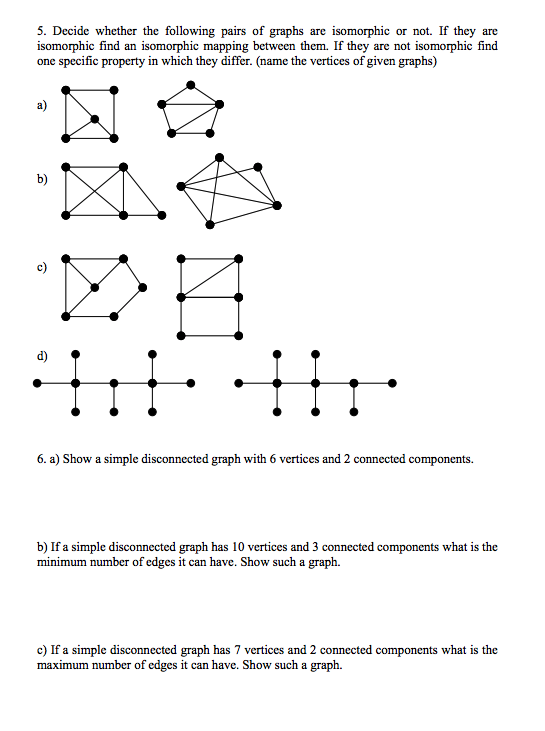 Solved 5. Decide whether the following pairs of graphs are | Chegg.com