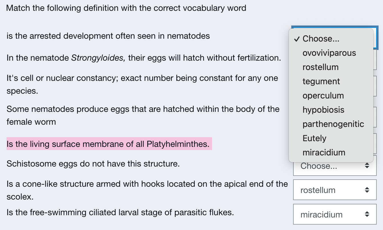 Solved Match the following definition with the correct | Chegg.com