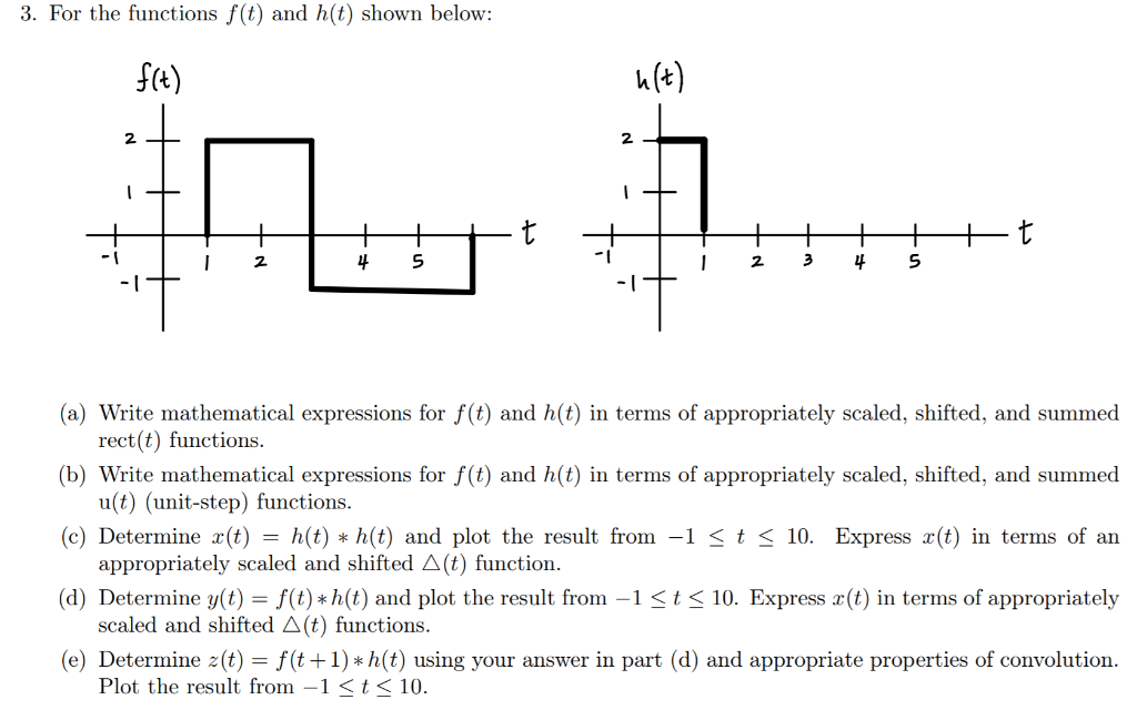 Solved 3. For the functions f(t) and h(t) shown below: f(t) | Chegg.com