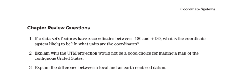 Solved Coordinate Systems Chapter Review Questions 1. If a | Chegg.com