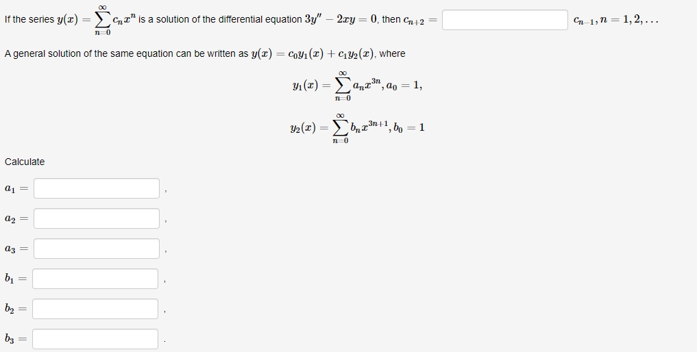 Solved If The Series Y x sum n 0 oo c n x n Is A Chegg