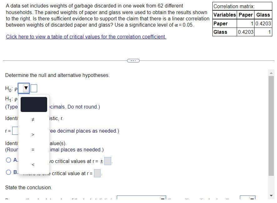 Solved A data set includes weights of garbage discarded in | Chegg.com