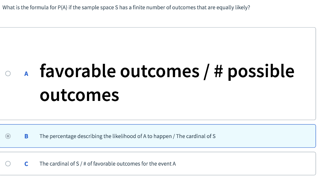 Solved What is the formula for P(A) if the sample space S | Chegg.com