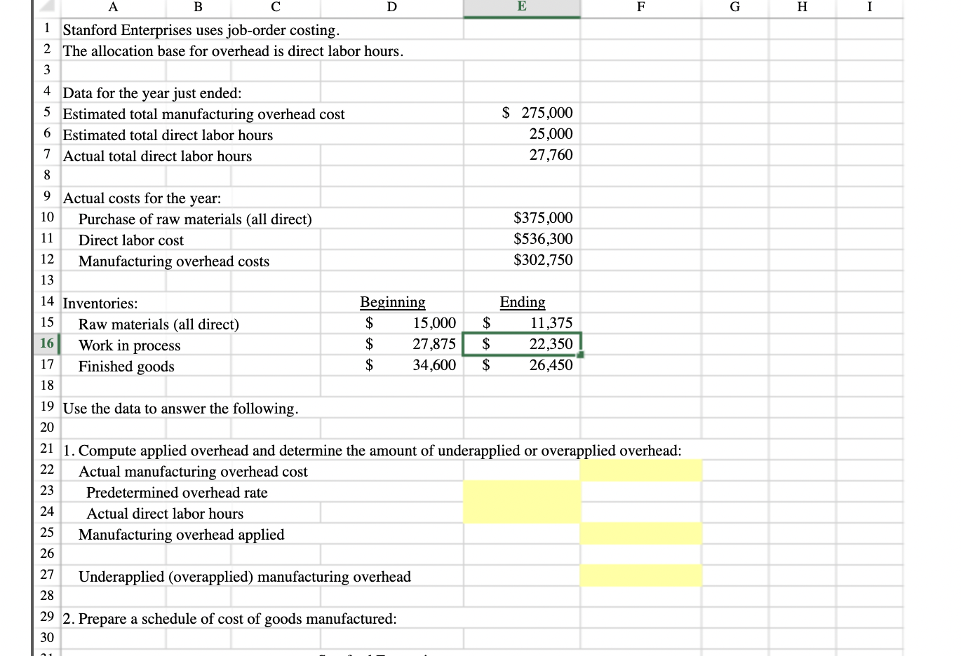 Solved Overhead Analysis and Preparing Schedules of Cost of | Chegg.com