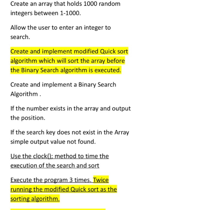 Solved Create an array that holds 1000 random integers | Chegg.com