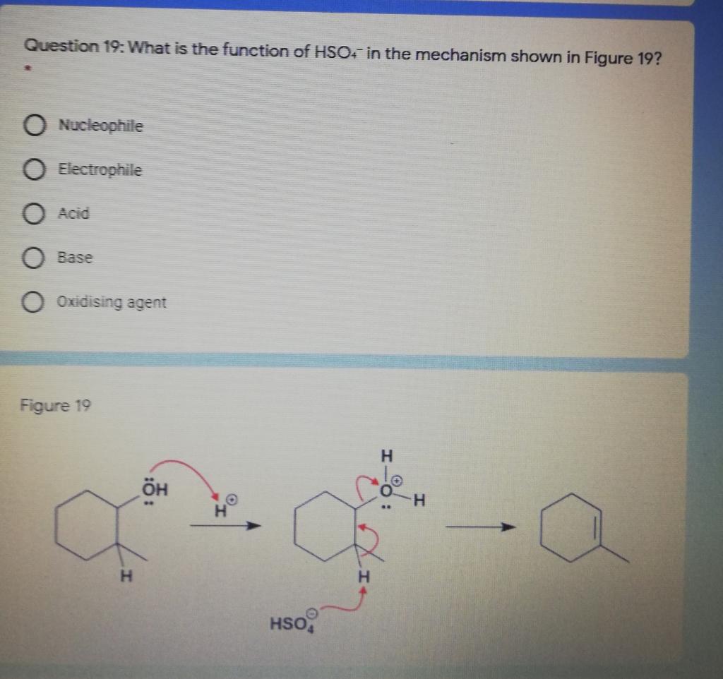 Solved Question 19: What is the function of HSO4 in the | Chegg.com