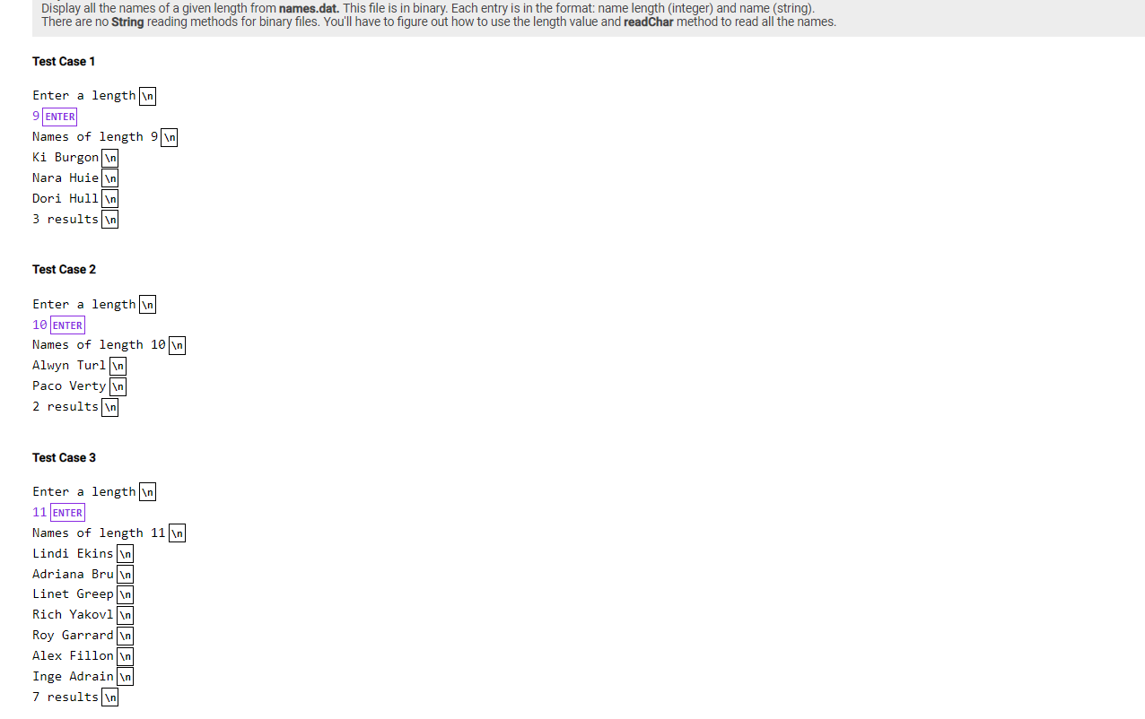 Solved "Display all the names of a given length | Chegg.com