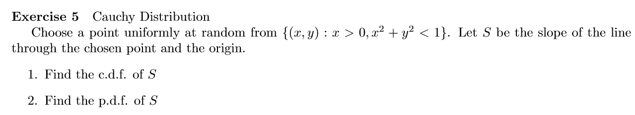 Solved Exercise 5 Cauchy Distribution Choose a point | Chegg.com