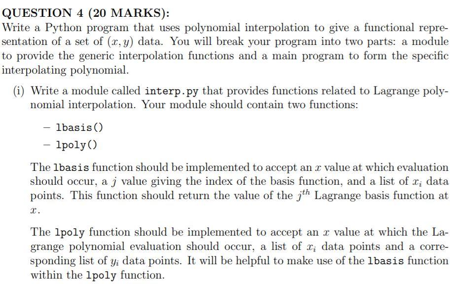 Solved QUESTION 4 (20 MARKS): Write a Python program that | Chegg.com