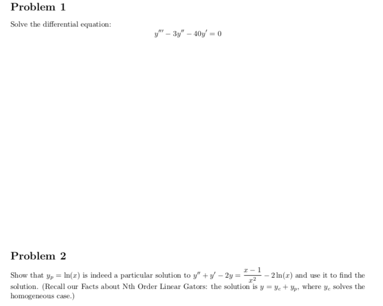 Solved Problem 1 Solve the differential equation: y" – 3y" - | Chegg.com