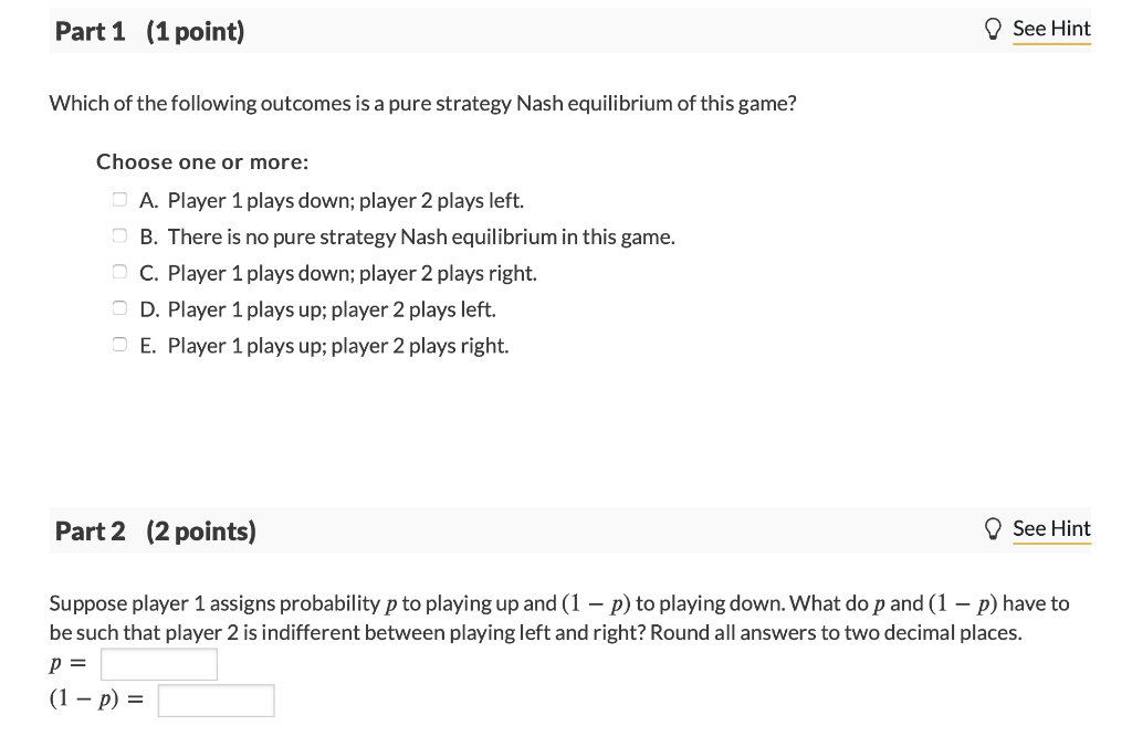 Solved 07 Question (5 points) Player 1 and player 2 are | Chegg.com