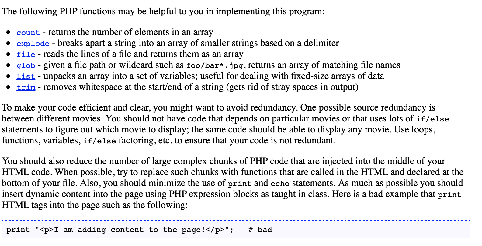 Solved Your PHP code will allow you to generate reviews for | Chegg.com