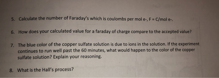 Solved 5. Calculate the number of Faraday's which is | Chegg.com