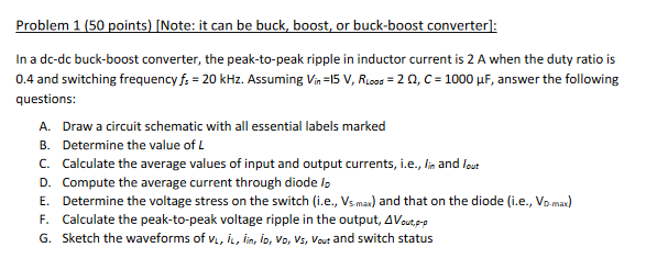 Solved Solve this but instead of buck boost, do for a buck. | Chegg.com
