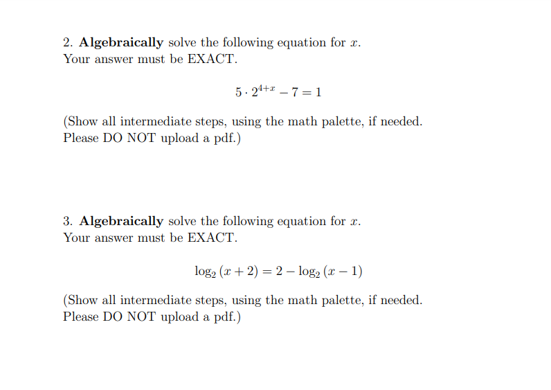 Solved 2. Algebraically solve the following equation for r. | Chegg.com