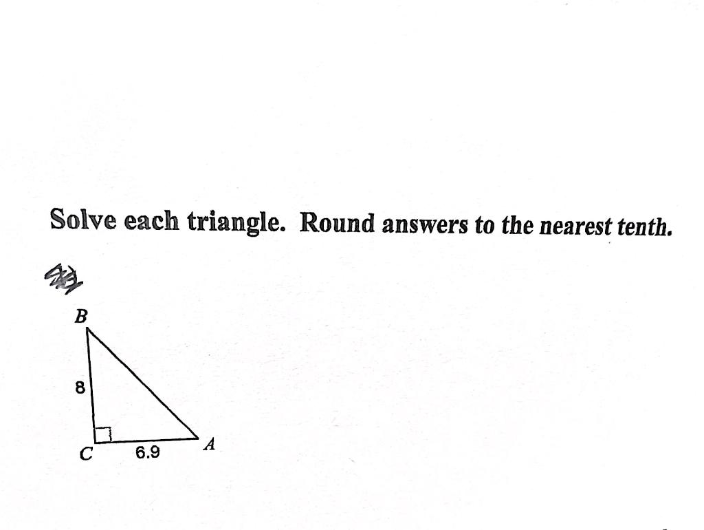 Solved Solve each triangle. Round answers to the nearest | Chegg.com