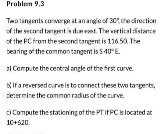 Solved Two tangents converge at an angle of 30∘, the | Chegg.com