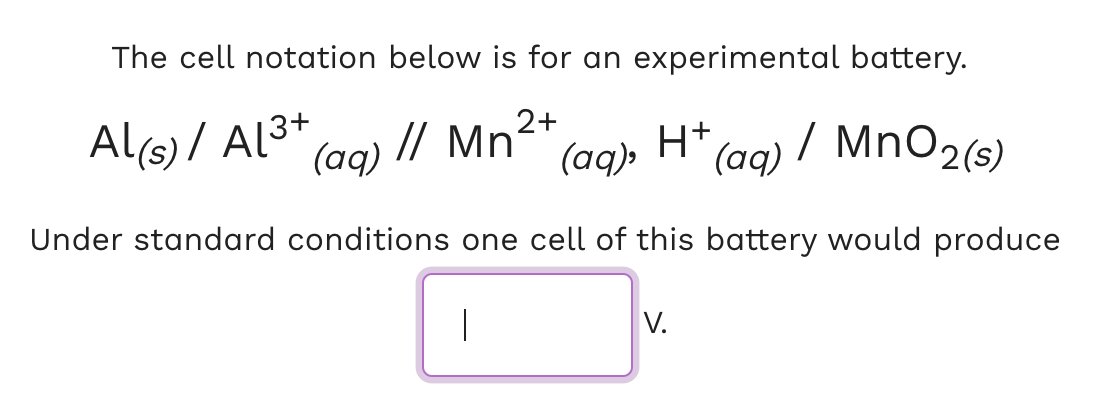 Solved The cell notation below is for an experimental | Chegg.com