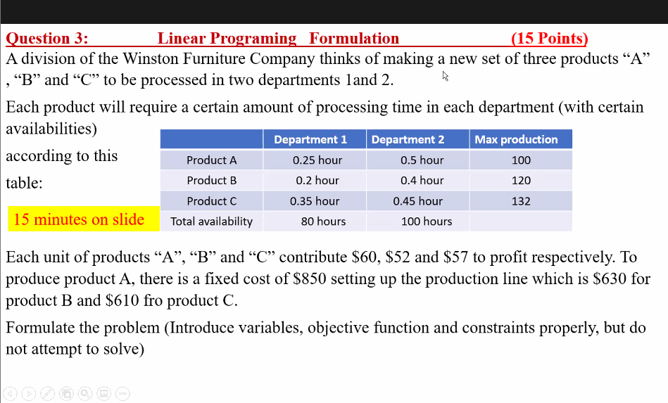 Solved Question 3 Linear Programing Formulation 15 Points