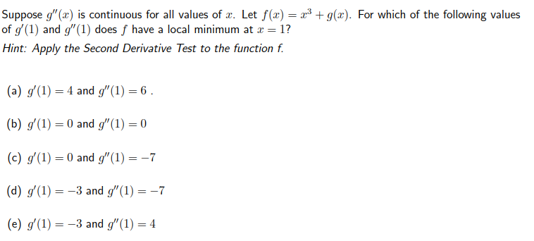 Solved Suppose g′′(x) is continuous for all values of x. Let | Chegg.com