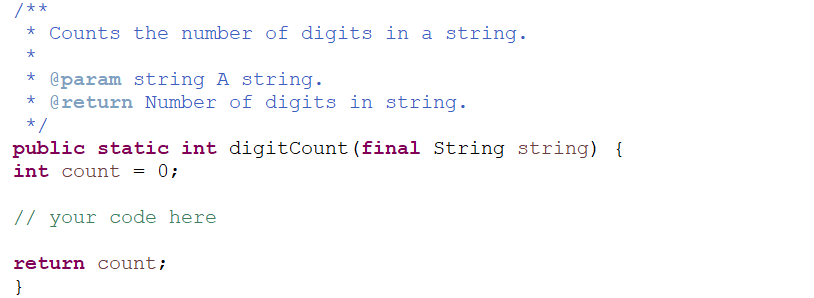 Solved ⋆ Counts the number of digits in a string. ⋆ ⋆ eparam | Chegg.com