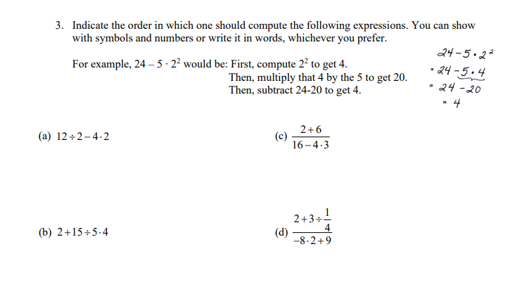 Solved Indicate the order in which one should compute the | Chegg.com