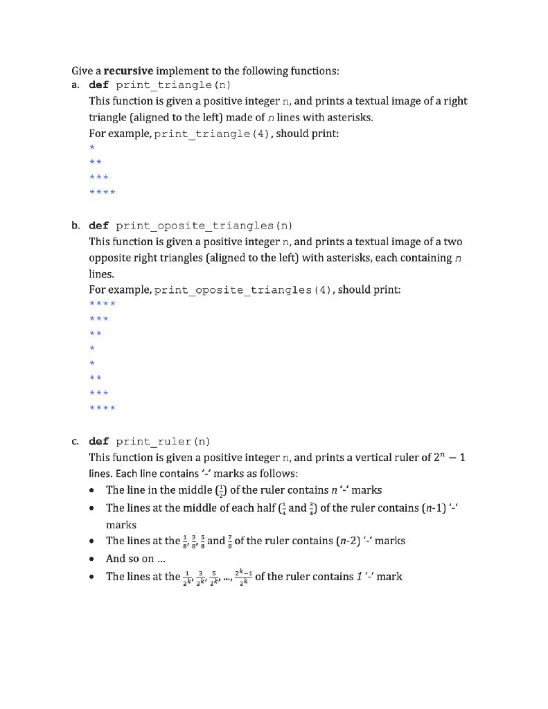 Give a recursive implement to the following | Chegg.com