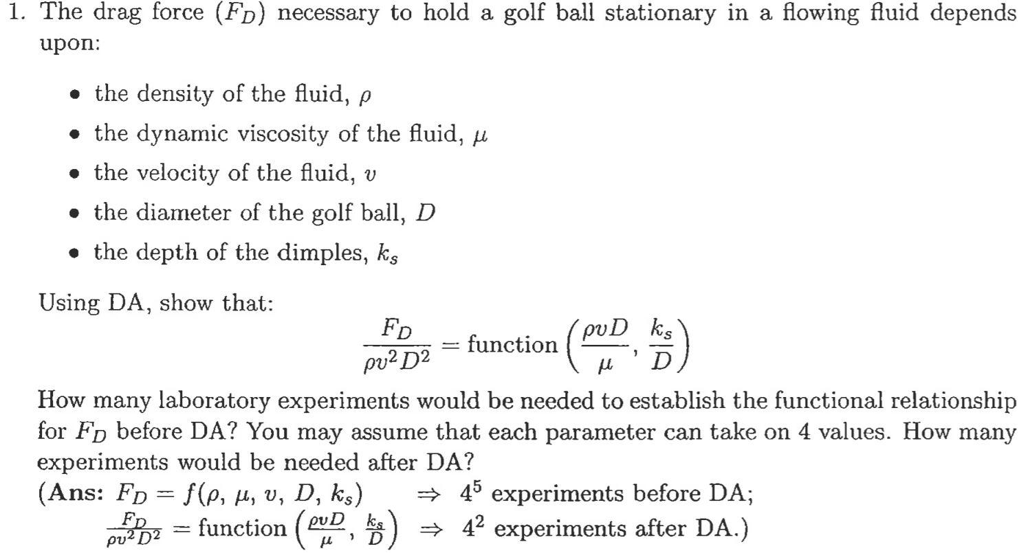 Solved 1. The drag force (FD) necessary to hold a golf ball | Chegg.com