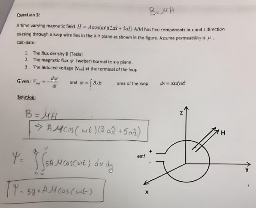 Solved Question 3:A time varying magnetic field | Chegg.com