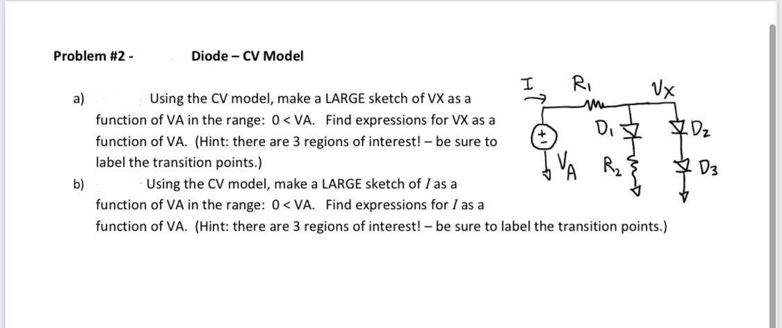Solved Problem #2 - Diode - CV Model a) Di I RI Using the CV | Chegg.com
