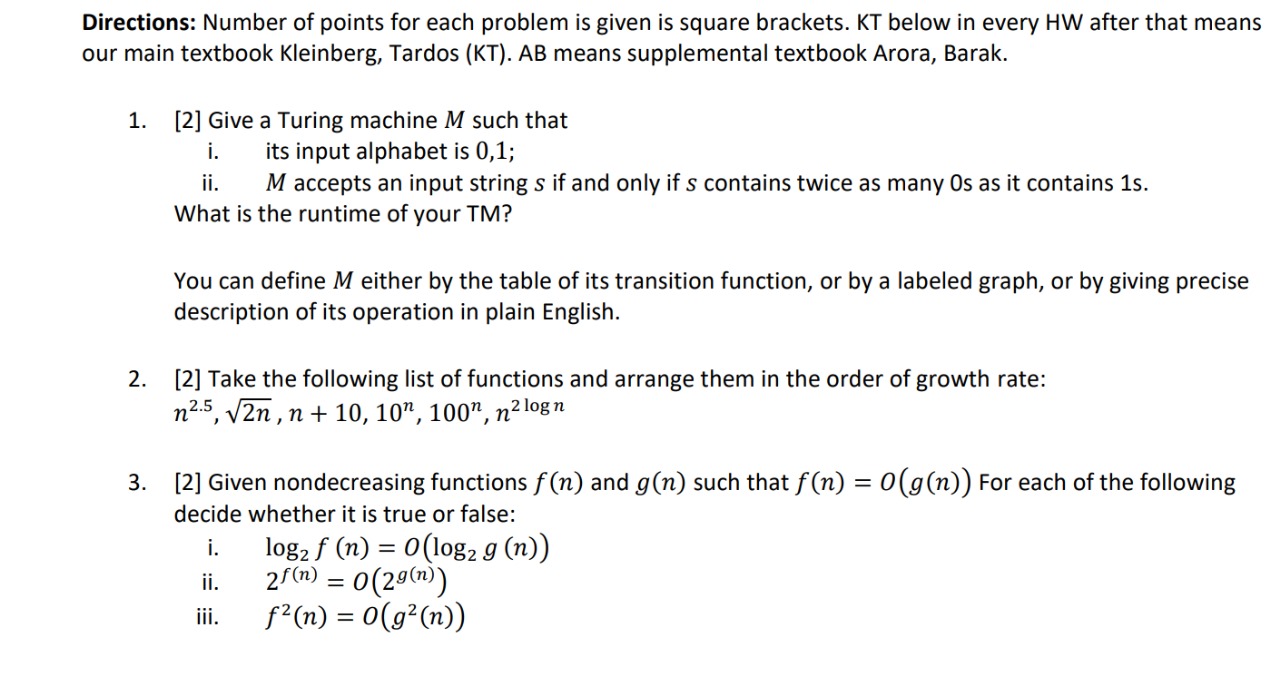 Solved Directions: Number of points for each problem is | Chegg.com