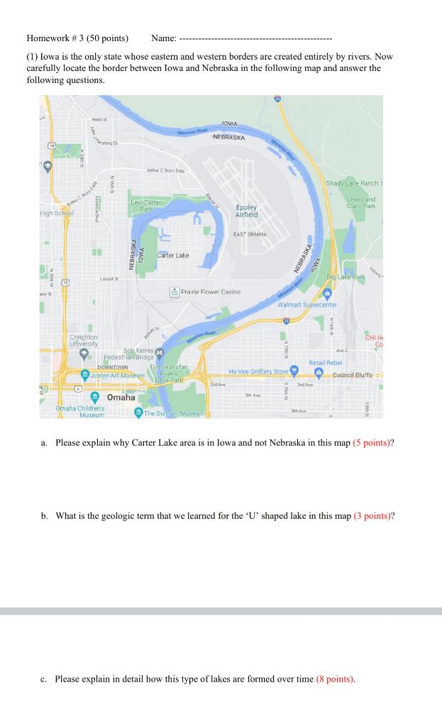 Solved (1) Iowa is the only state whose eastern and western | Chegg.com