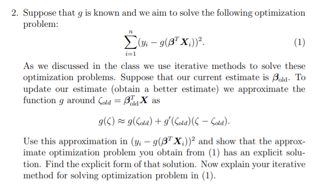 Solved 2. Suppose that g is known and we aim to solve the | Chegg.com