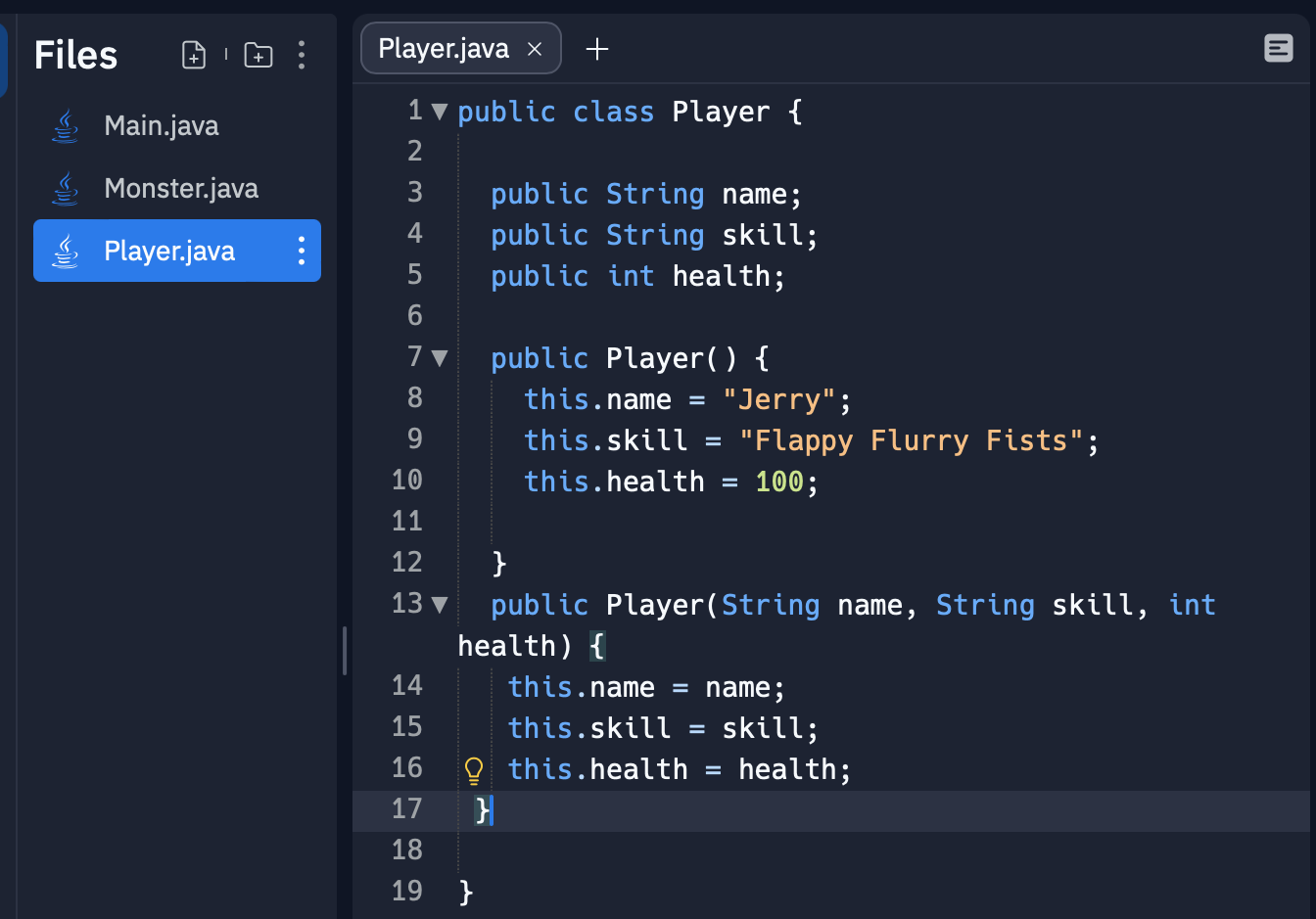 Solved Our Monster class defines three instance | Chegg.com