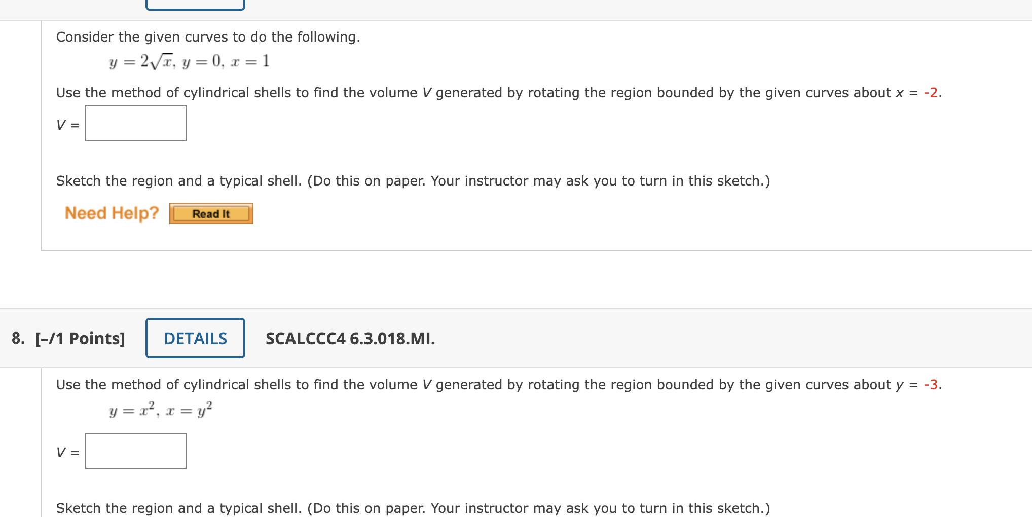 Solved Consider the given curves to do the following. y = | Chegg.com