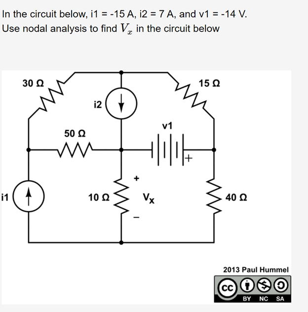 Solved In the circuit below, i1=-15A,i2=7A, ﻿and v1=-14V.Use | Chegg.com