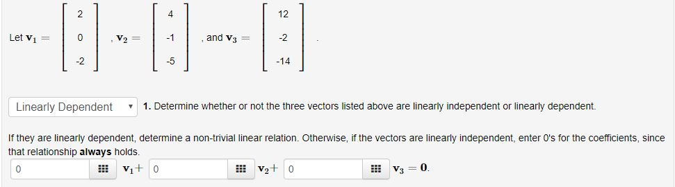 Solved 1) determine a non-trivial linear relation. | Chegg.com