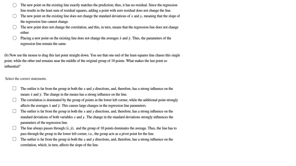 Solved The Correlation and Regression Applet allows you to | Chegg.com