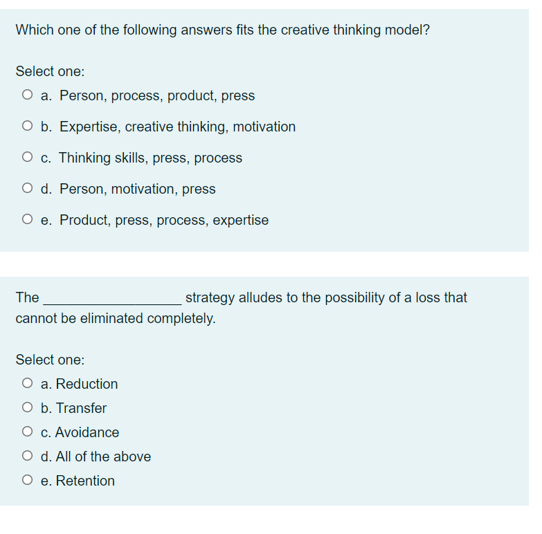 Solved Which one of the following answers fits the creative | Chegg.com